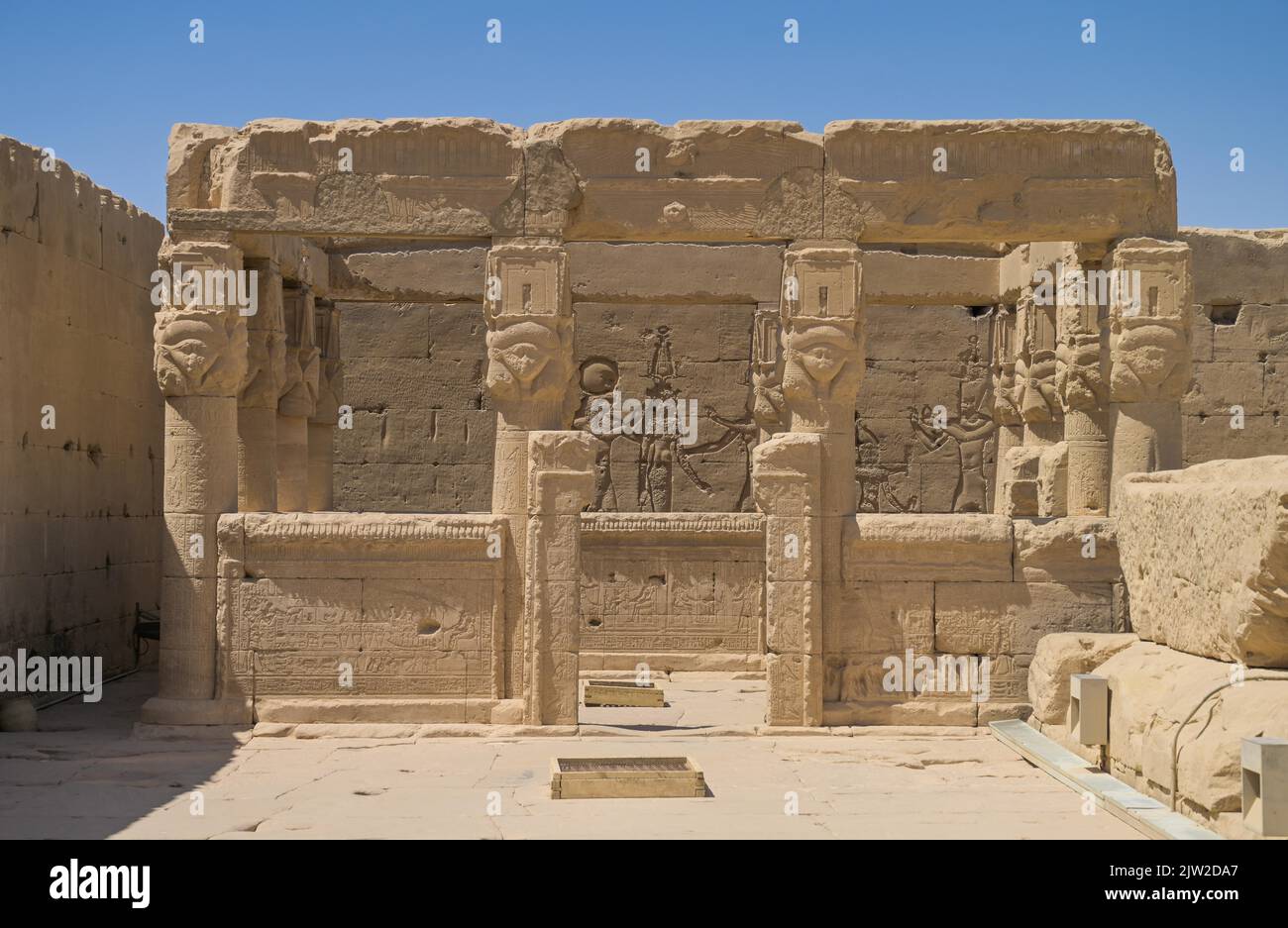 Kiosk on the temple roof, Temple of Hathor, Dendera, Qina, Egypt Stock ...