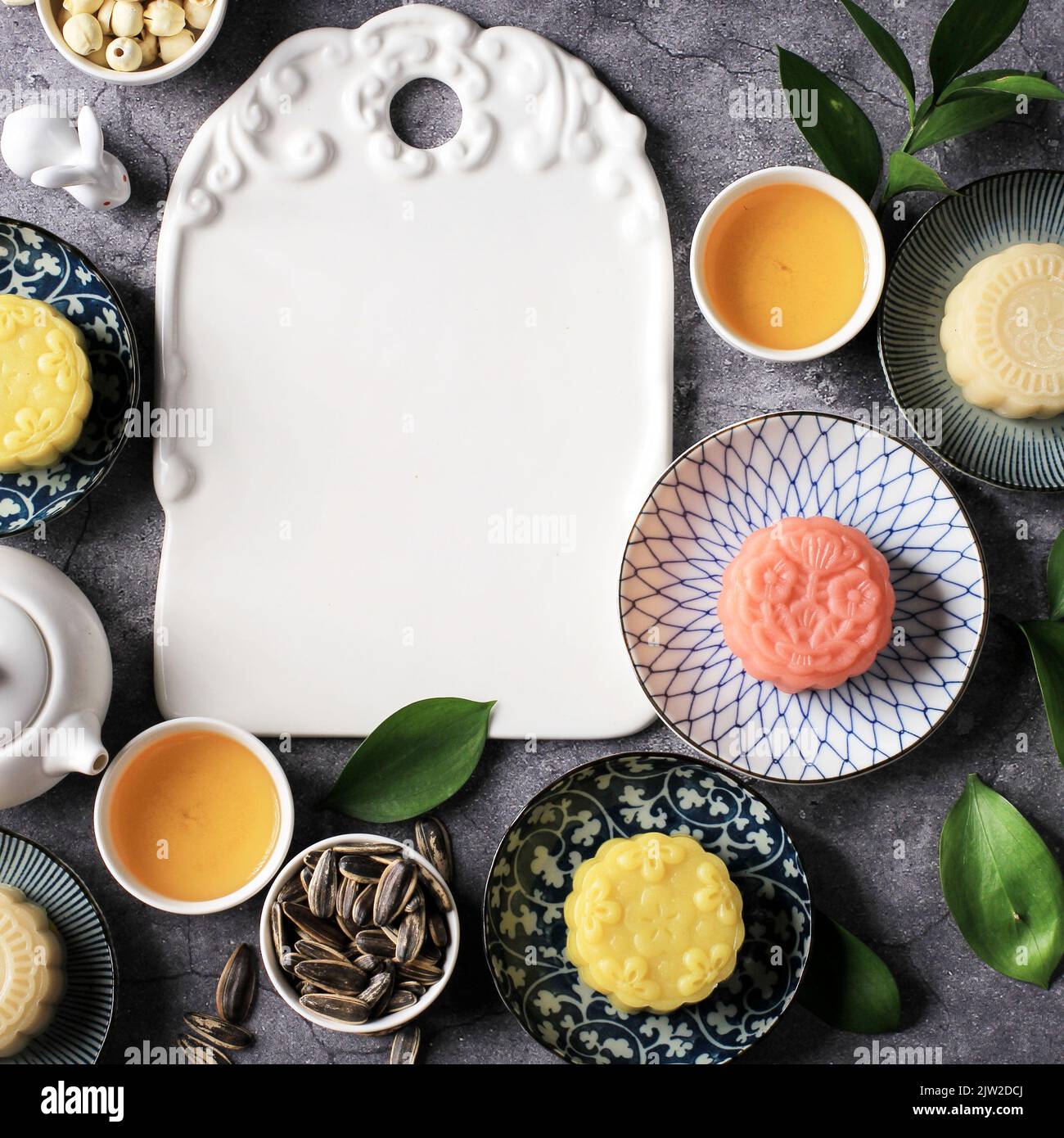 Top View Mochi Mooncake Snowskin Moon Cake for Mid Autumn Festival ...