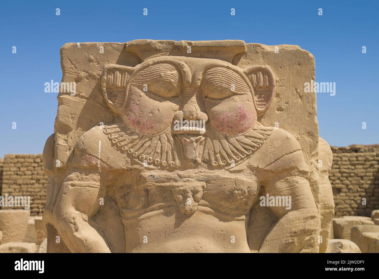 Relief God Bes, Temple of Hathor, Dendera, Qina, Egypt Stock Photo - Alamy