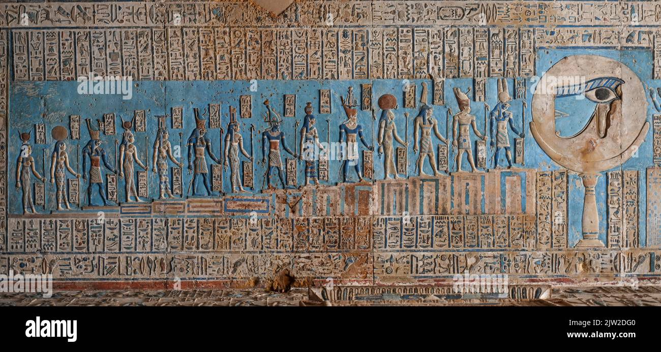 Representation of the phases of the moon, Eye of Re, ceiling relief ...