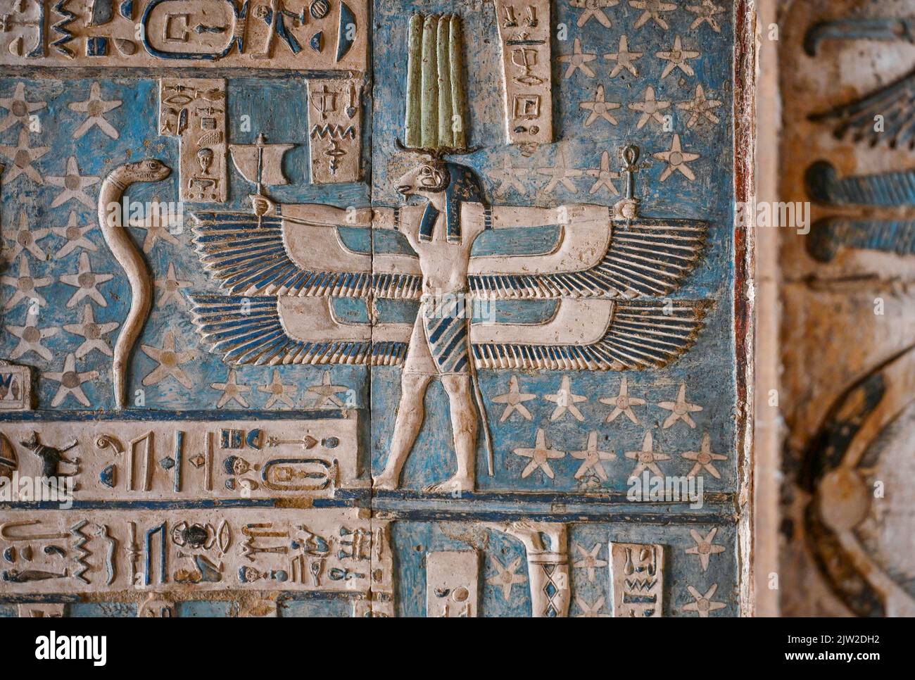 Winged creature with ram's head, ceiling relief, large vestibule ...