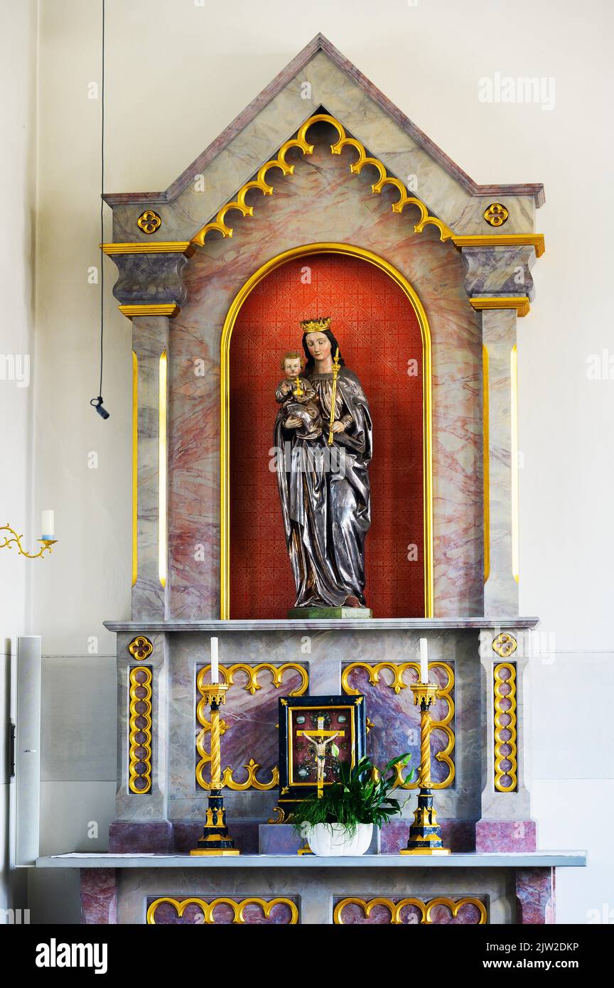 Side altar with figure of Mary, St. Anton parish church in ...