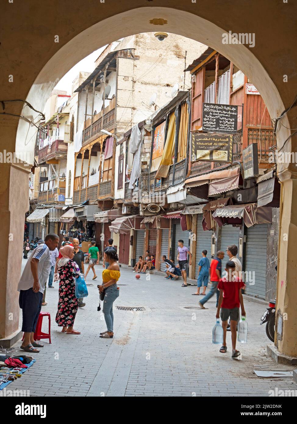 Residential alley in the old town, Fez or Fez, Morocco Stock Photo - Alamy