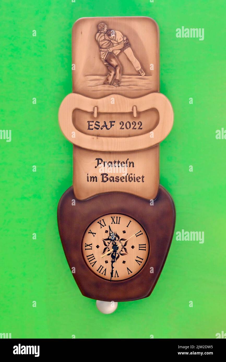 Temple of Honour Wooden Wall Clock, ESAF Swiss Wrestling and Alpine ...