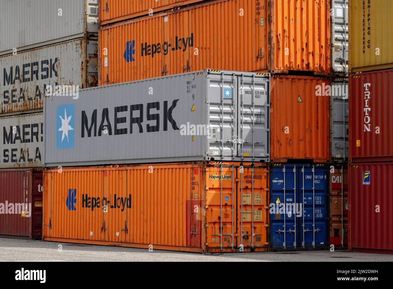Stacked freight containers Stock Photo - Alamy