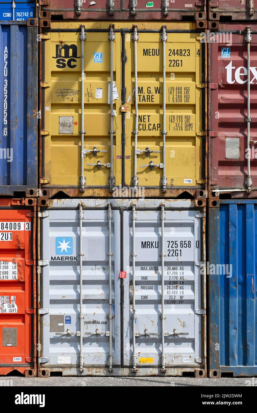 Stacked freight containers Stock Photo - Alamy