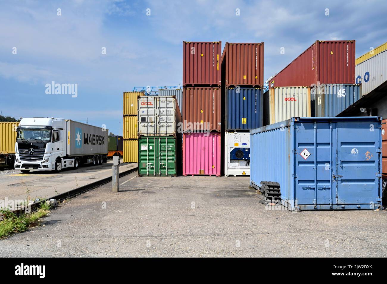 Stacked freight containers Stock Photo - Alamy