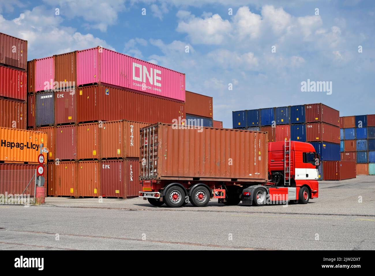 Stacked freight containers Stock Photo - Alamy