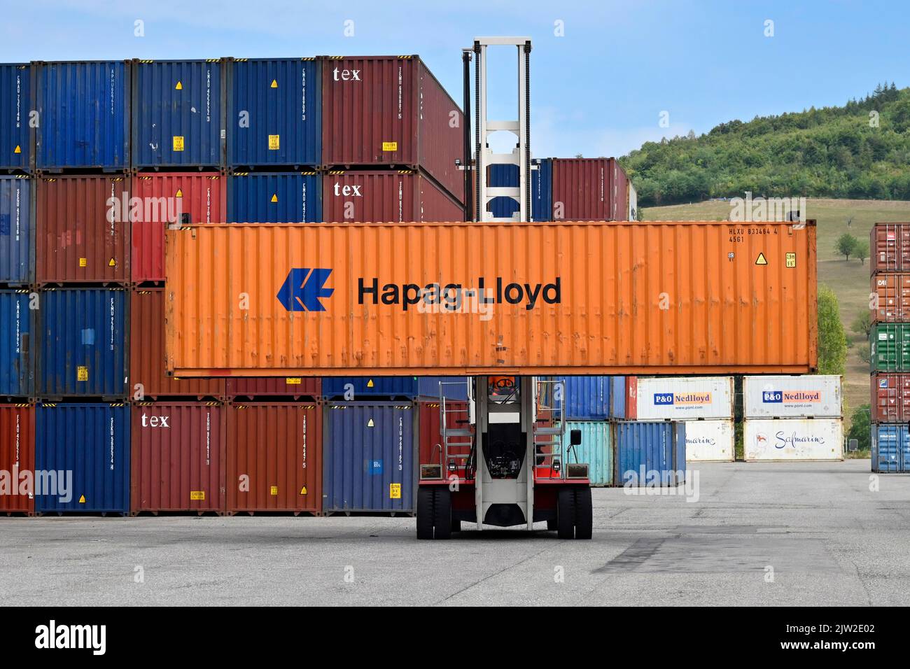Container Stacker Container Hapag Lloyd Stock Photo - Alamy