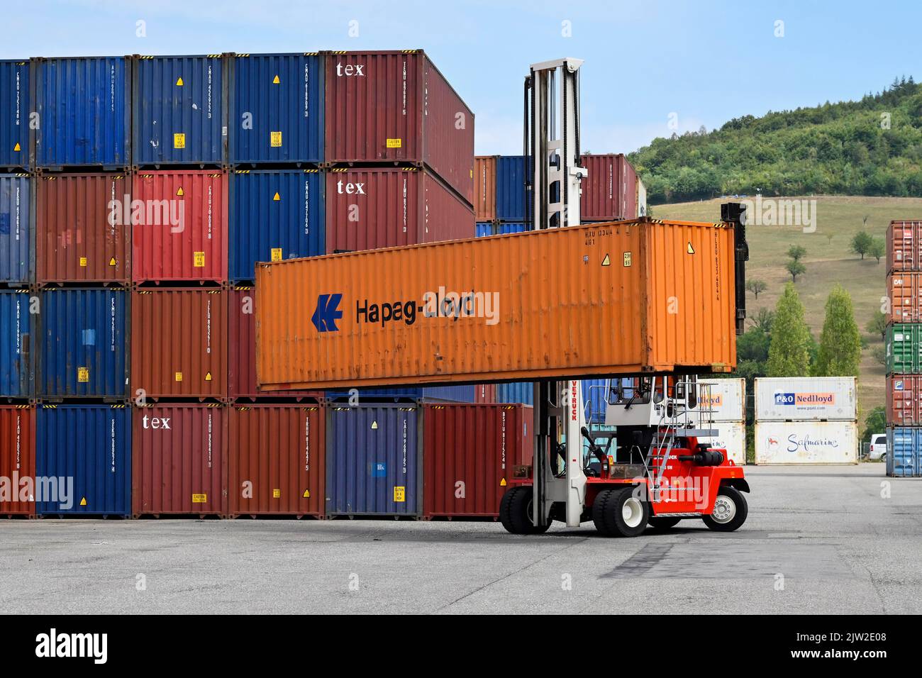 Container Stacker Container Hapag Lloyd Stock Photo - Alamy