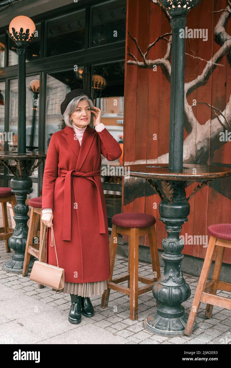 Woman elderly restaurant time hi-res stock photography and images - Alamy