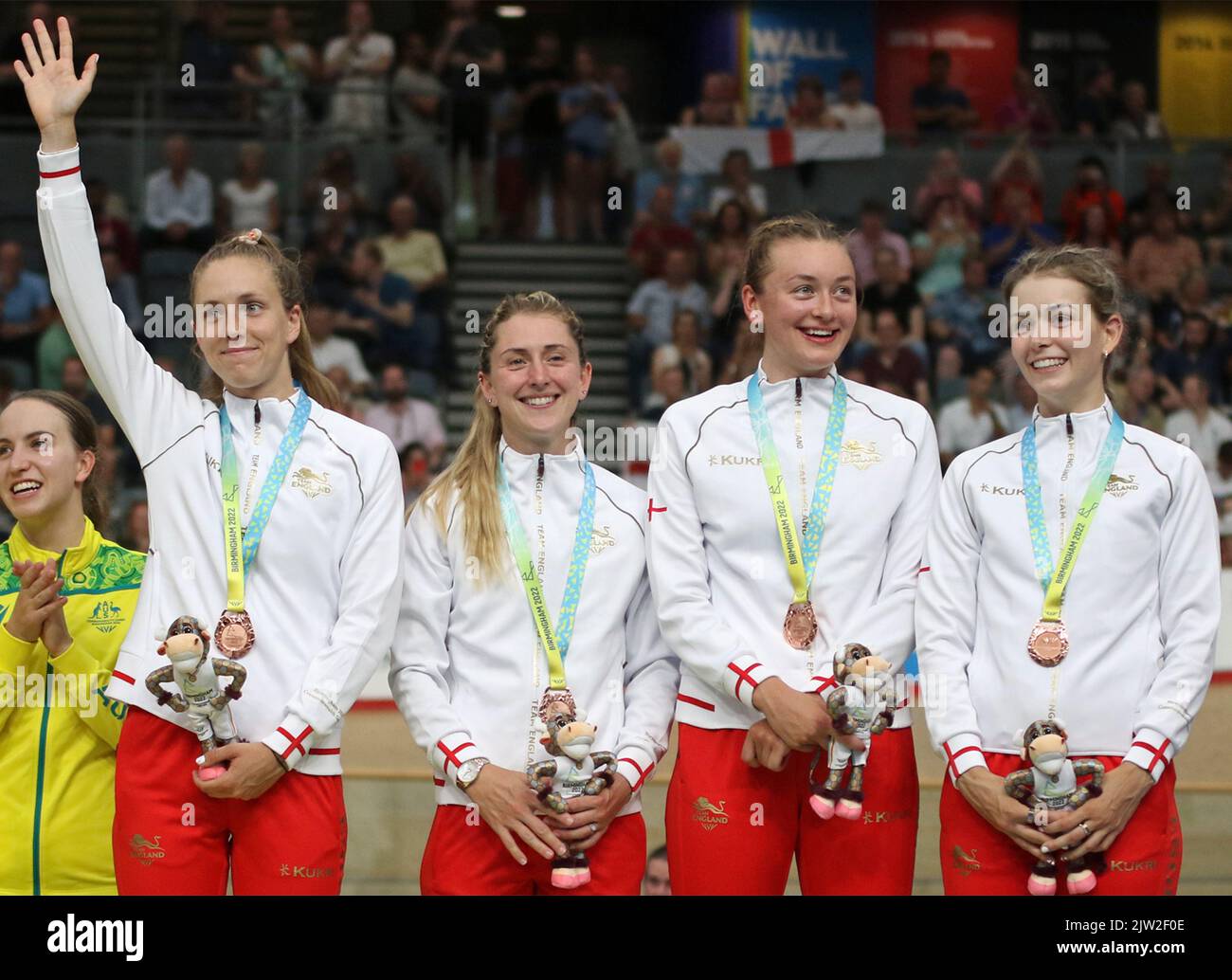 Laura Kenny celebrates success with team-mates Josie Knight, Maddie ...