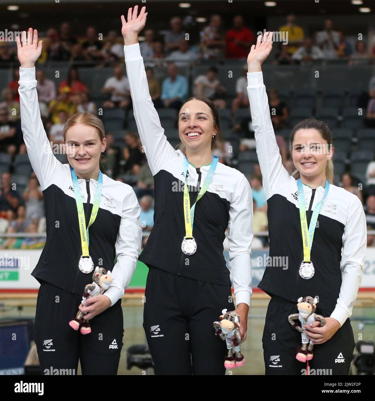 Emily Shearman, Bryony Botha and Michaela Drummond of New Zealand ...