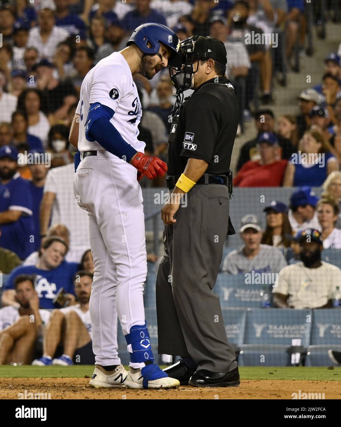 Los Angeles, USA. 02nd Sep, 2022. Los Angeles Dodgers Joey Gallo argues ...