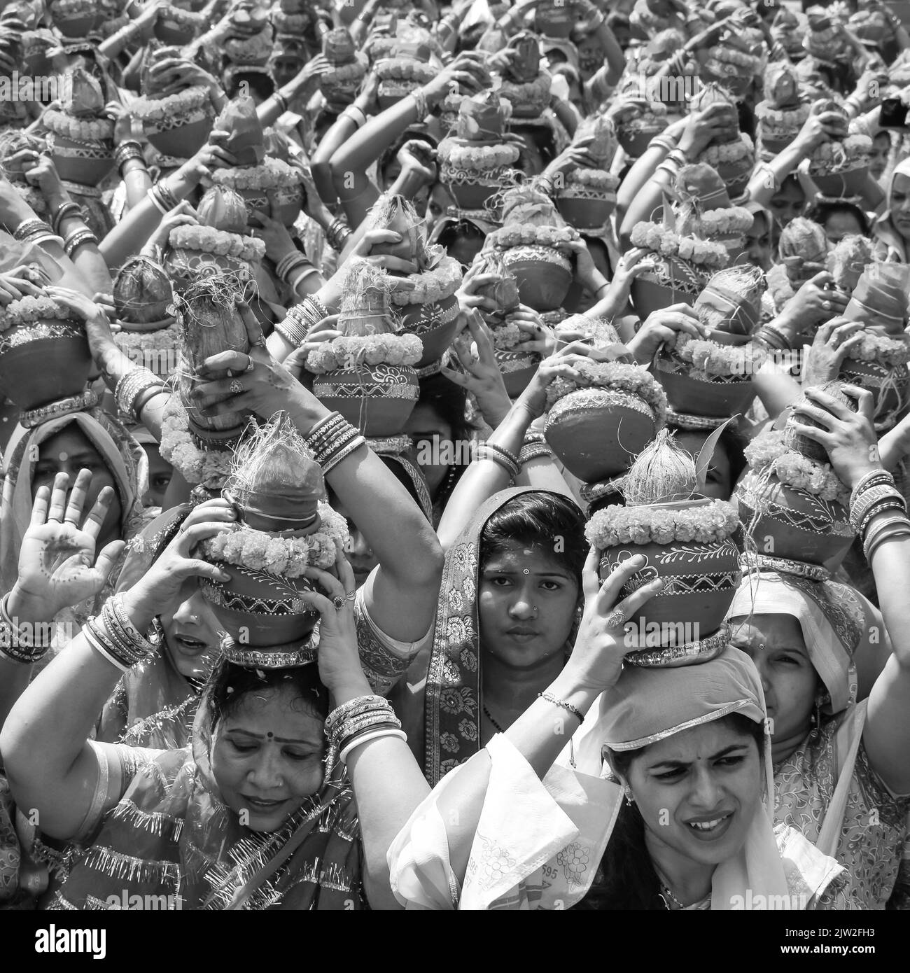 Delhi, India April 03 2022 - Women with Kalash on head during Jagannath ...