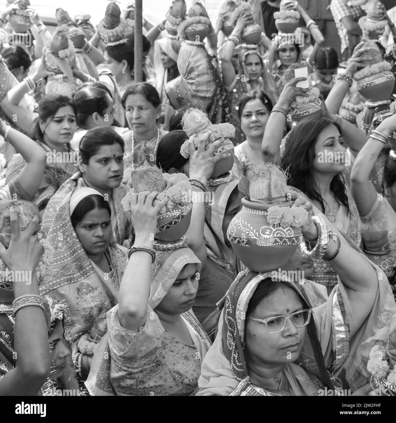 Delhi, India April 03 2022 - Women with Kalash on head during Jagannath ...