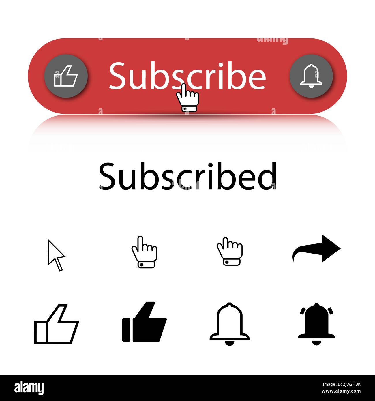 Set of subscribe button with bell icon hi-res stock photography and images - Alamy