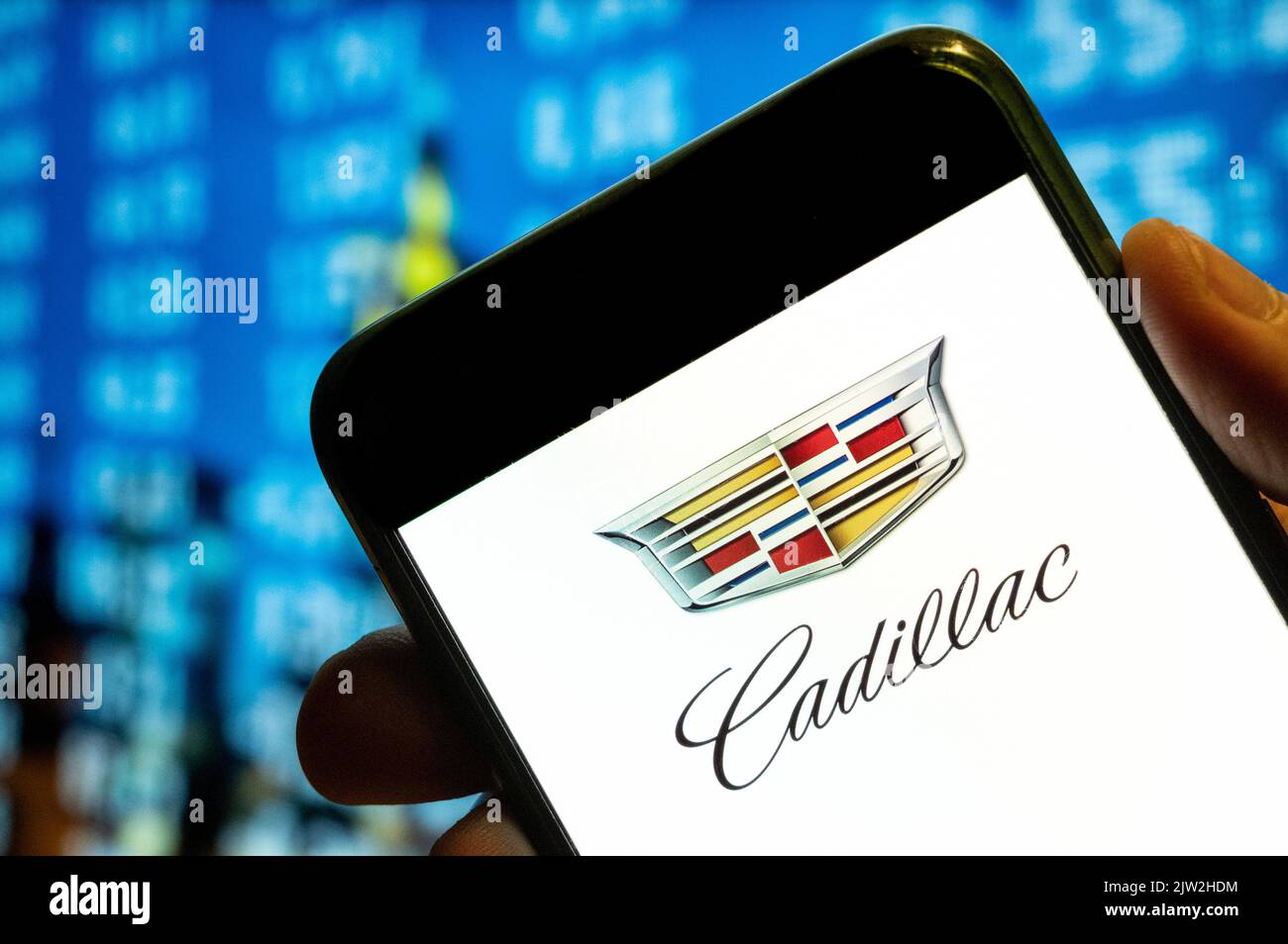 In this photo illustration, the American automobile brand owned by ...