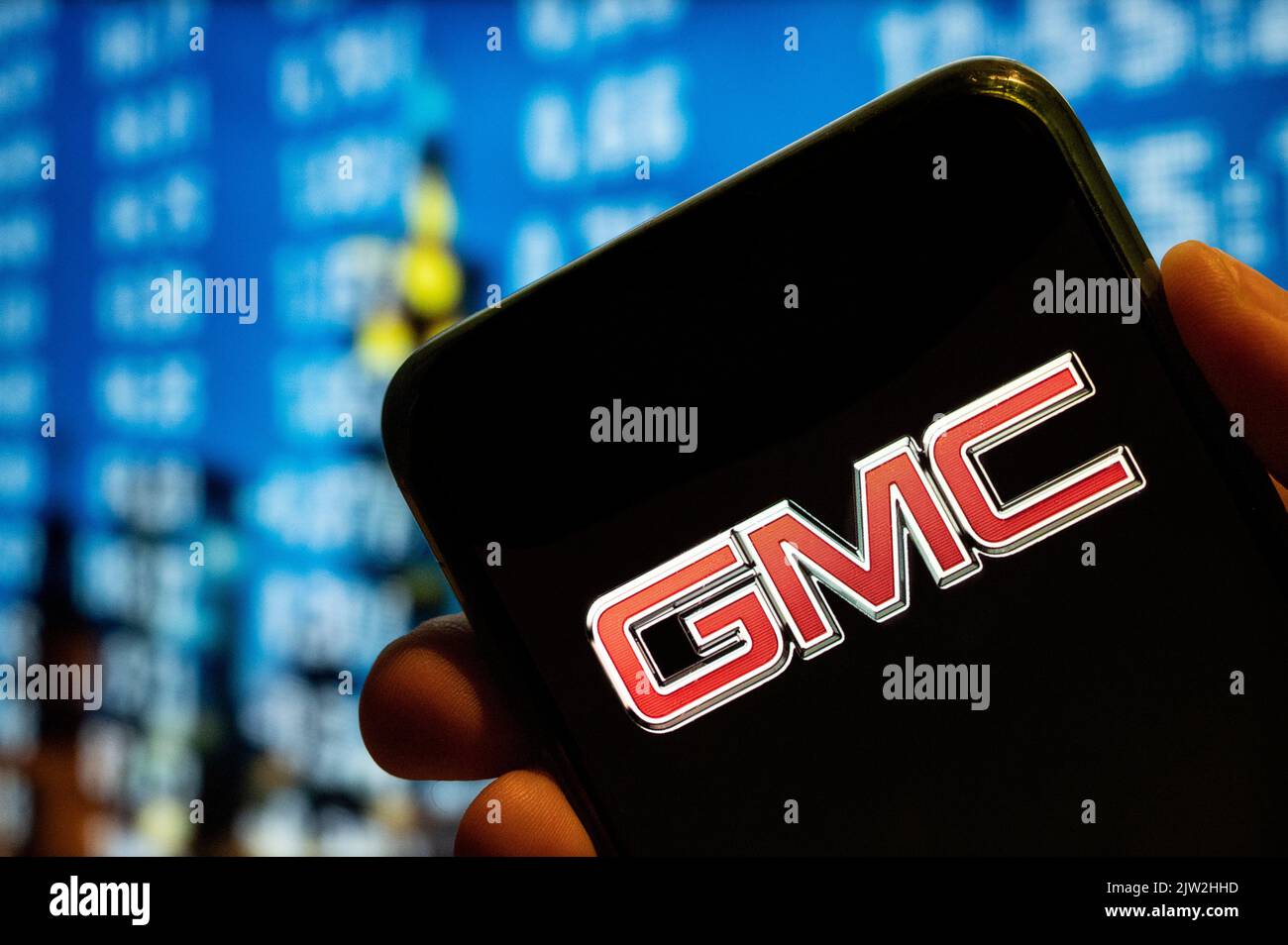 In this photo illustration, the American automobile manufacturer ...