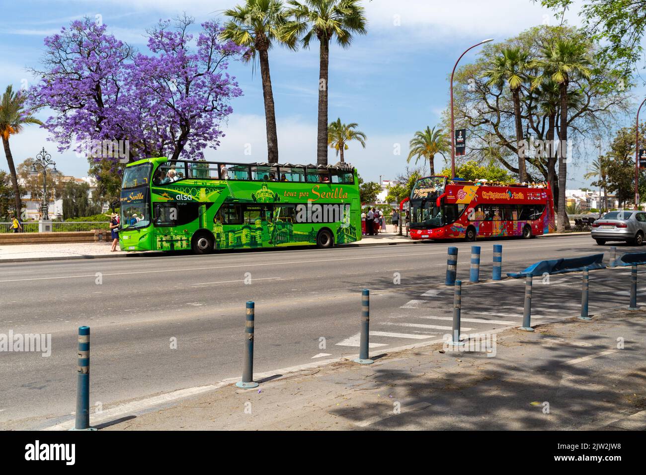 Sightseeing buses, City of Seville, Spain Stock Photo - Alamy