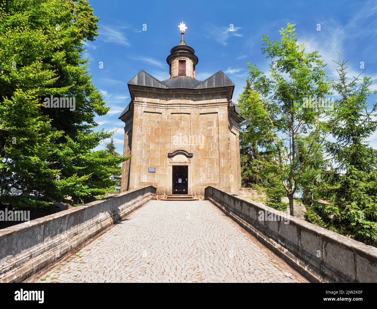 Hvezda, the stony baroque chapel of Panna Maria Snezna in the shape of ...