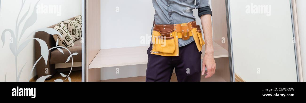 Closet Cabinets Contractor. Finishing Wooden Wardrobe by Professional ...