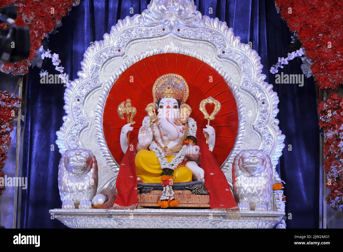 Pune, Maharashtra, 2 September 2022, People and devotee at famous Kasba ...