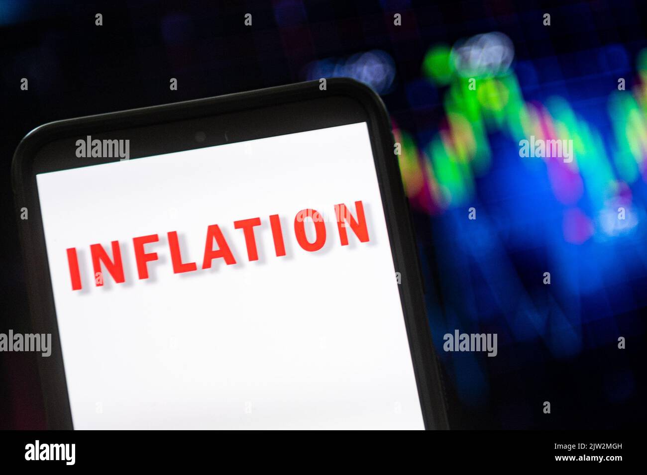 Poland. 02nd Sep, 2022. In this photo illustration a Inflation logo ...
