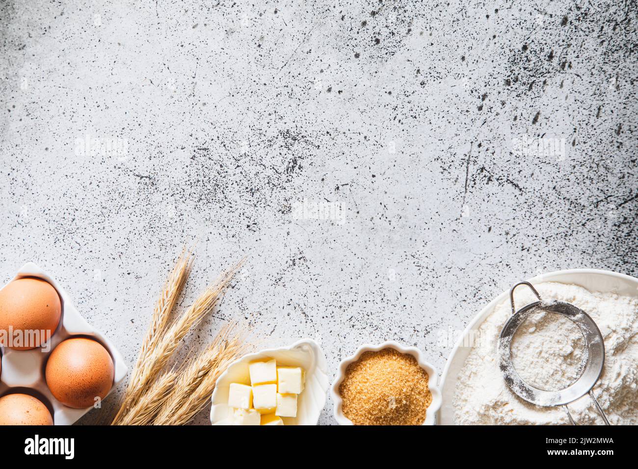 Baking or cooking background frame. Ingredients, kitchen items for ...