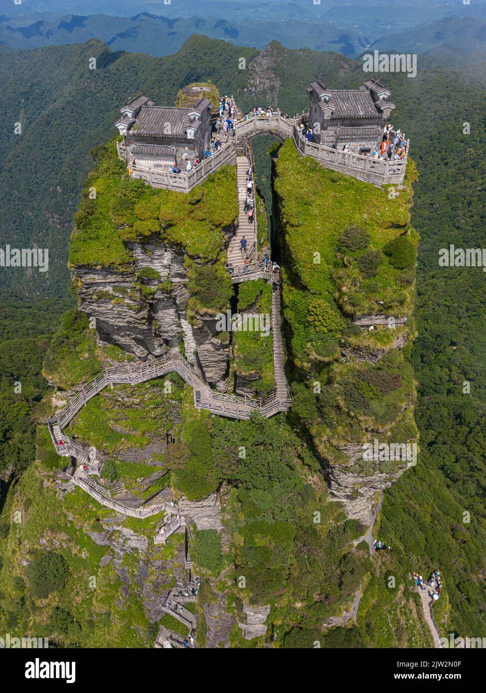 The Ancient monastery on the top of the Golden peak of Mount Fanjing ...