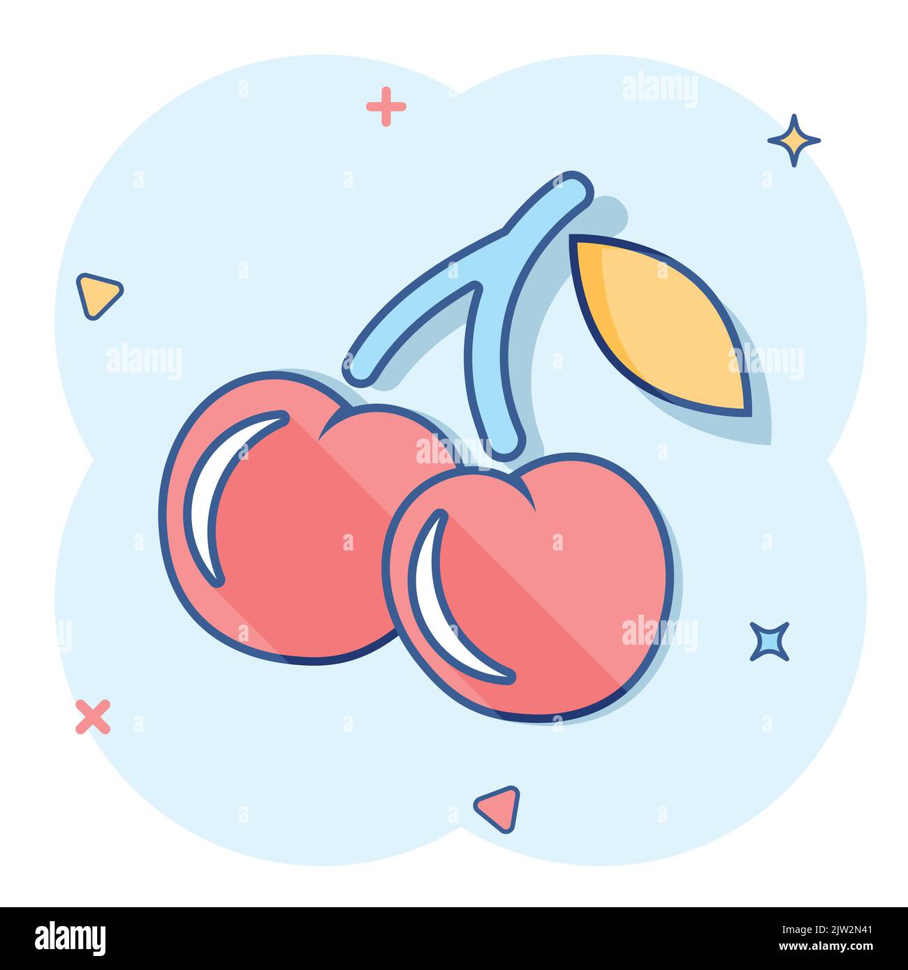 Vector cartoon cherry berry icon in comic style. Sweet food concept ...