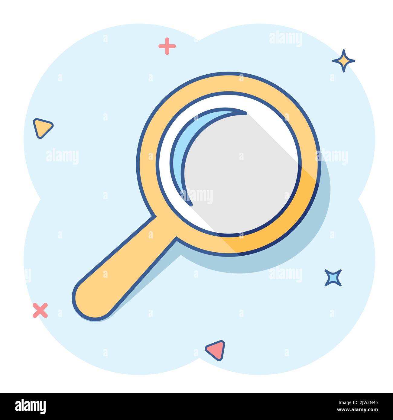 Vector cartoon magnifying glass icon in comic style. Search magnifier ...