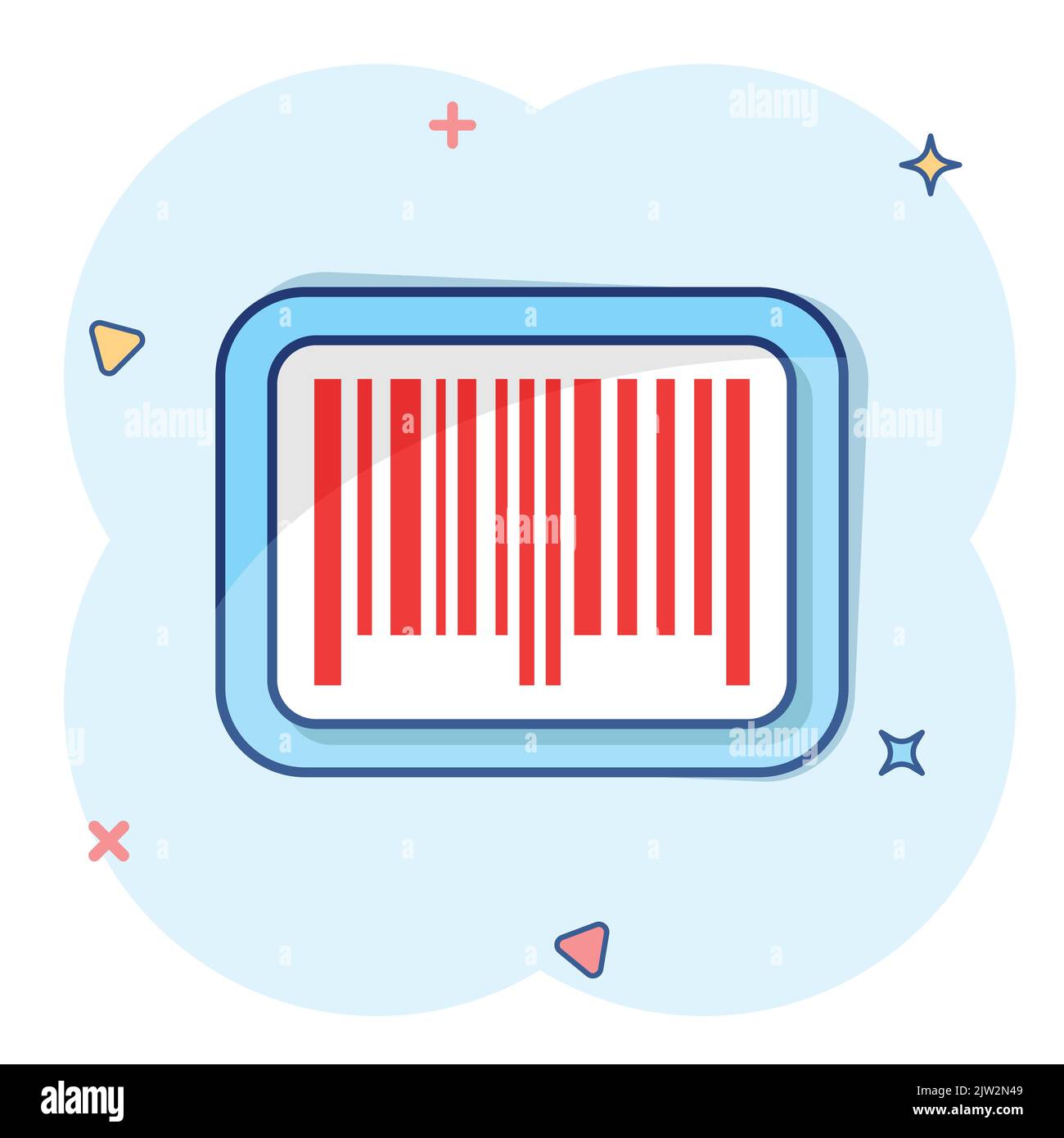 Vector cartoon barcode product distribution icon in comic style ...