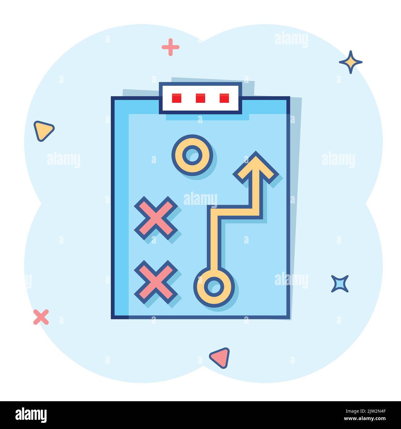 Vector cartoon tactical plan document icon in comic style. Strategy ...