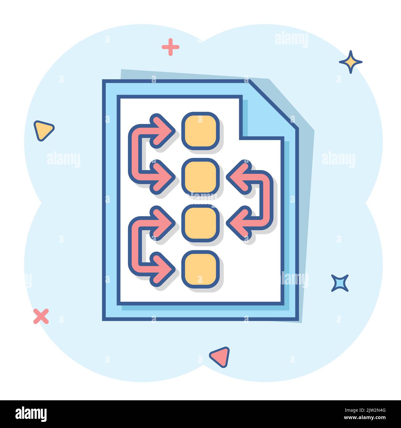 Vector cartoon tactical plan document icon in comic style. Strategy ...