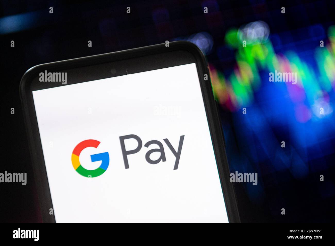In this photo illustration a Google Pay logo seen displayed on a ...