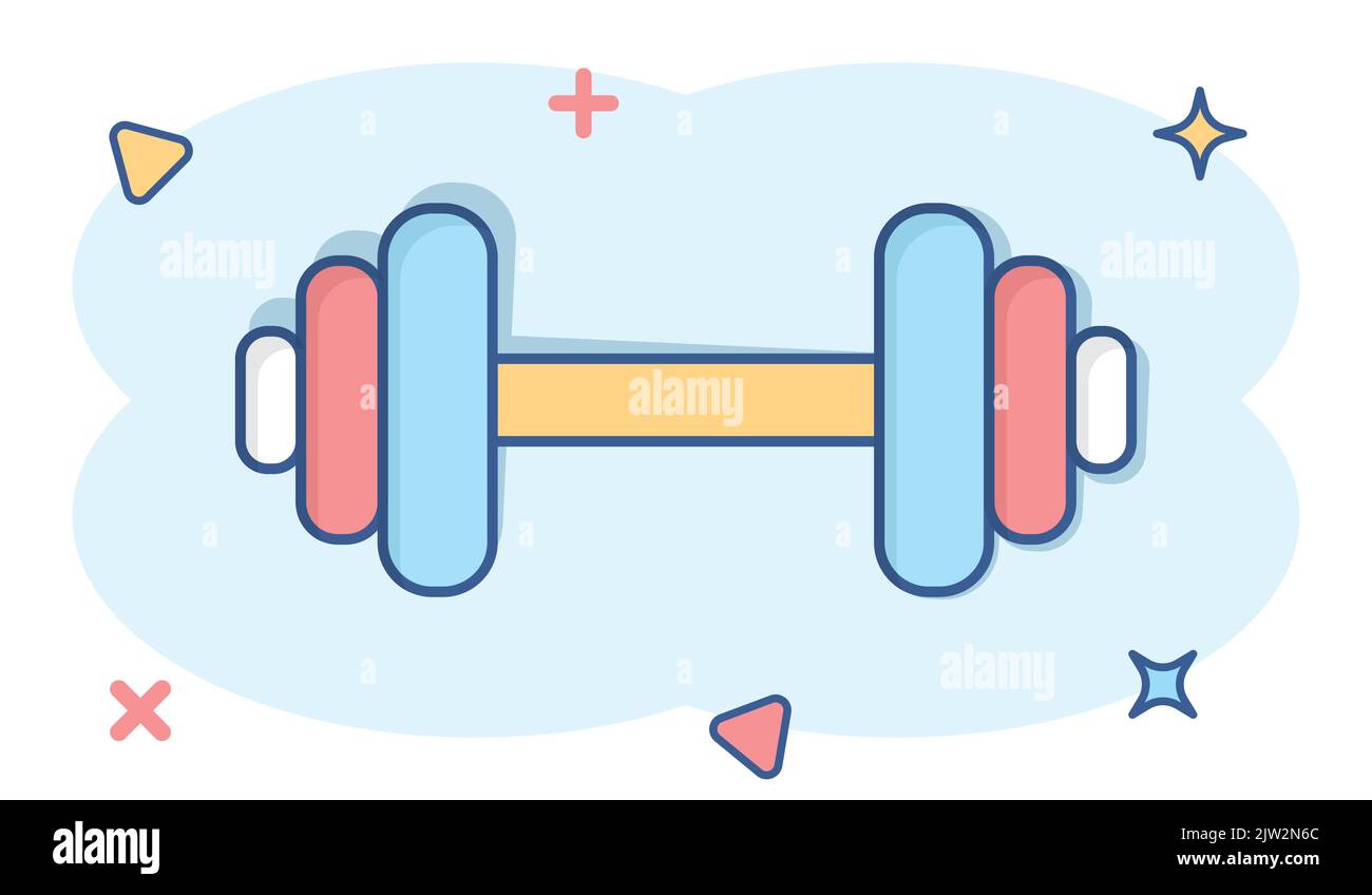 Vector cartoon dumbbell fitness gym icon in comic style. Barbell ...