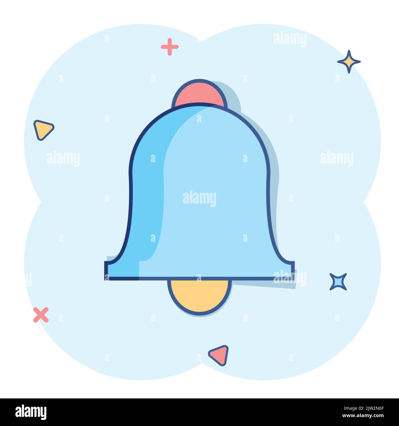 Vector cartoon bell icon in comic style. Alarm bell concept ...