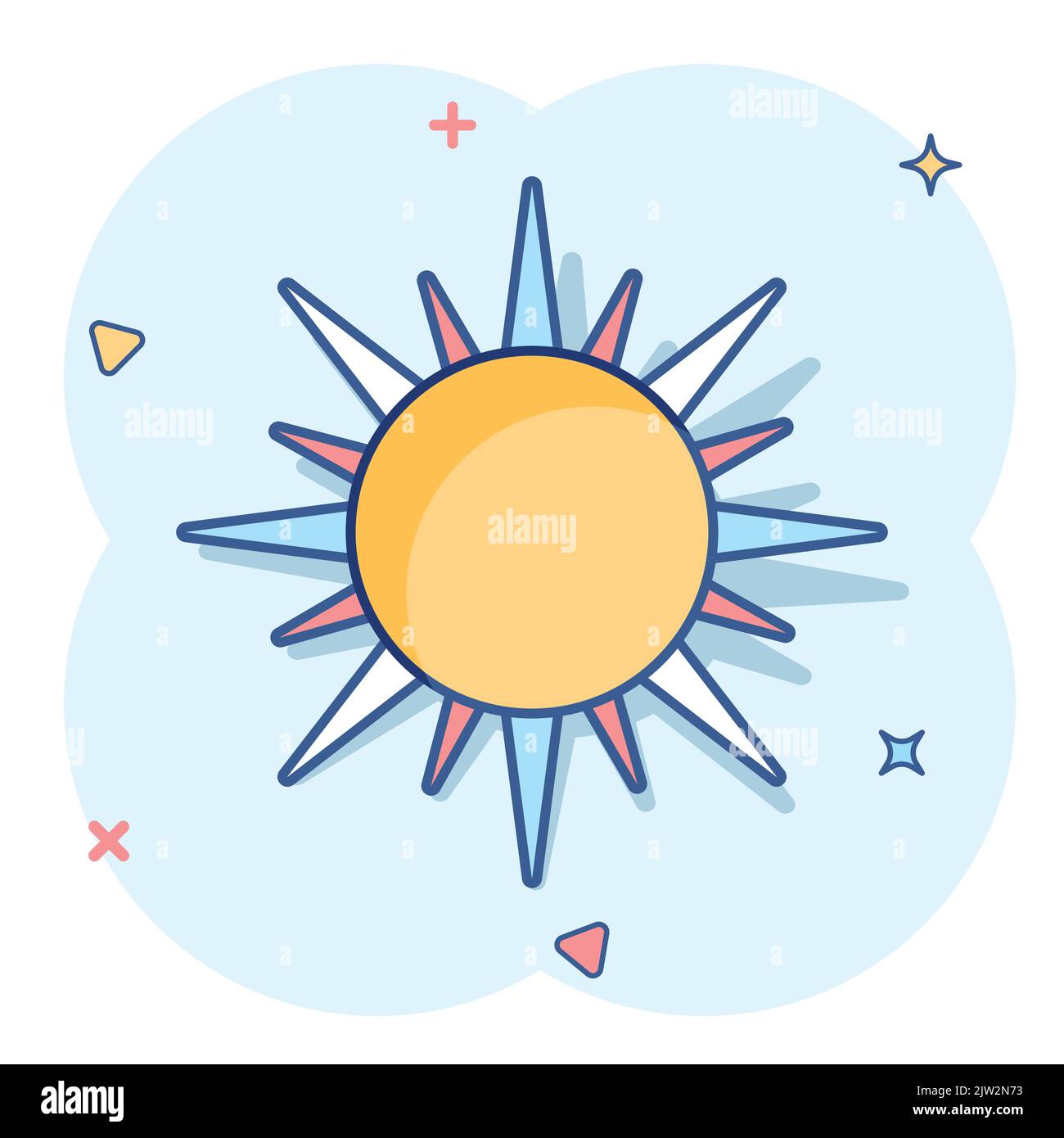 Vector cartoon sun icon in comic style. Summer sunshine concept ...