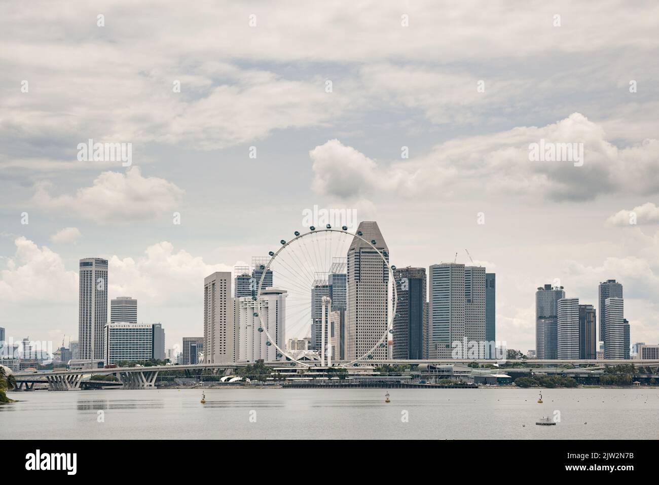 View of the Singapore Flyer observation wheel, Downtown Core district ...