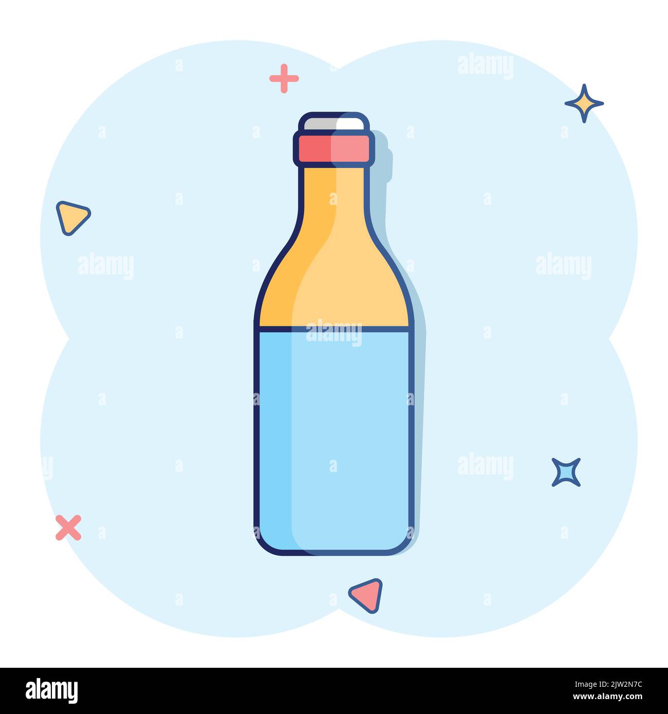 Vector cartoon wine, beer bottle icon in comic style. Alcohol bottle ...