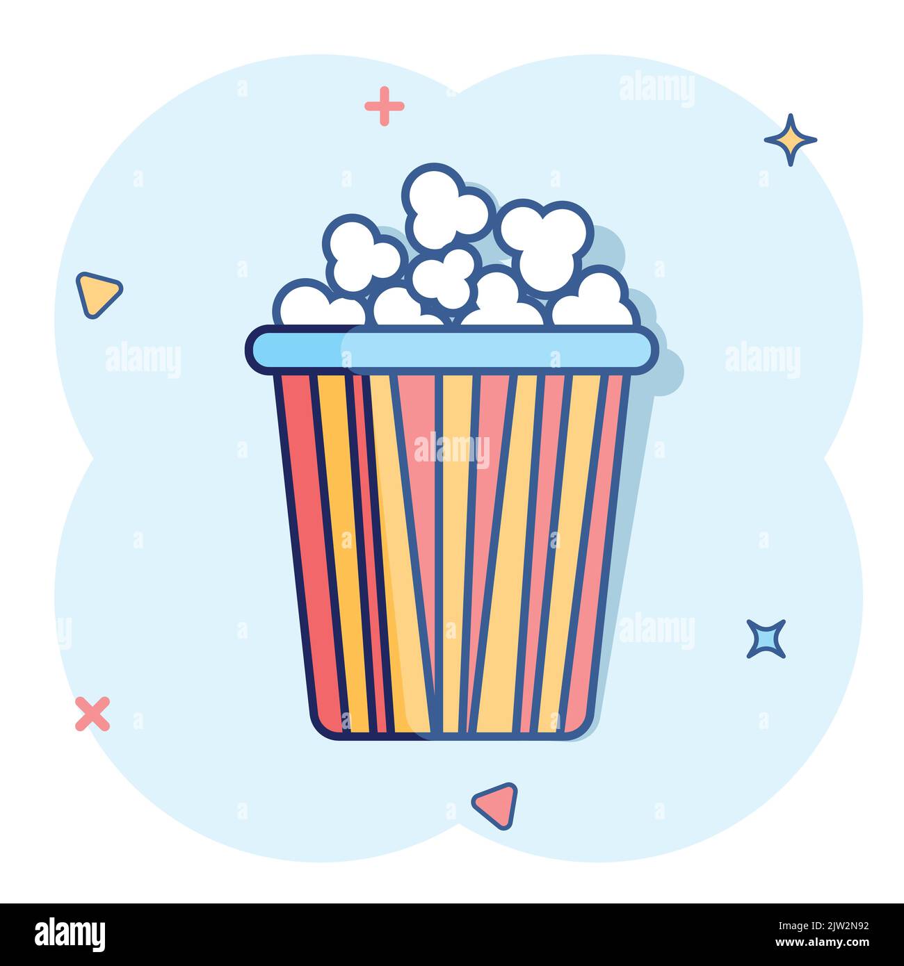 Popcorn vector icon in comic style. Cinema food illustration on white ...