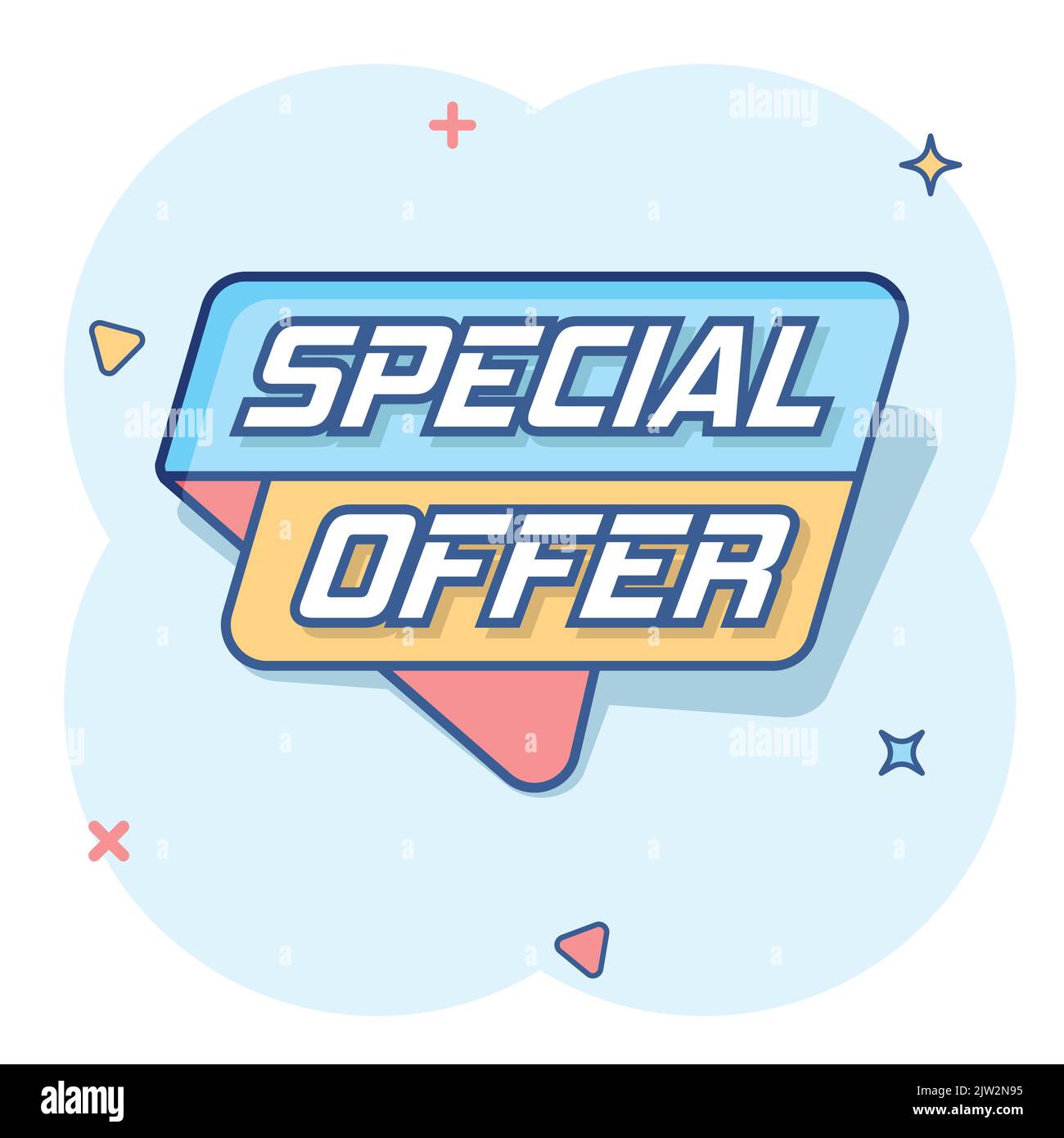 Vector cartoon special offer banner icon in comic style. Badge shopping ...