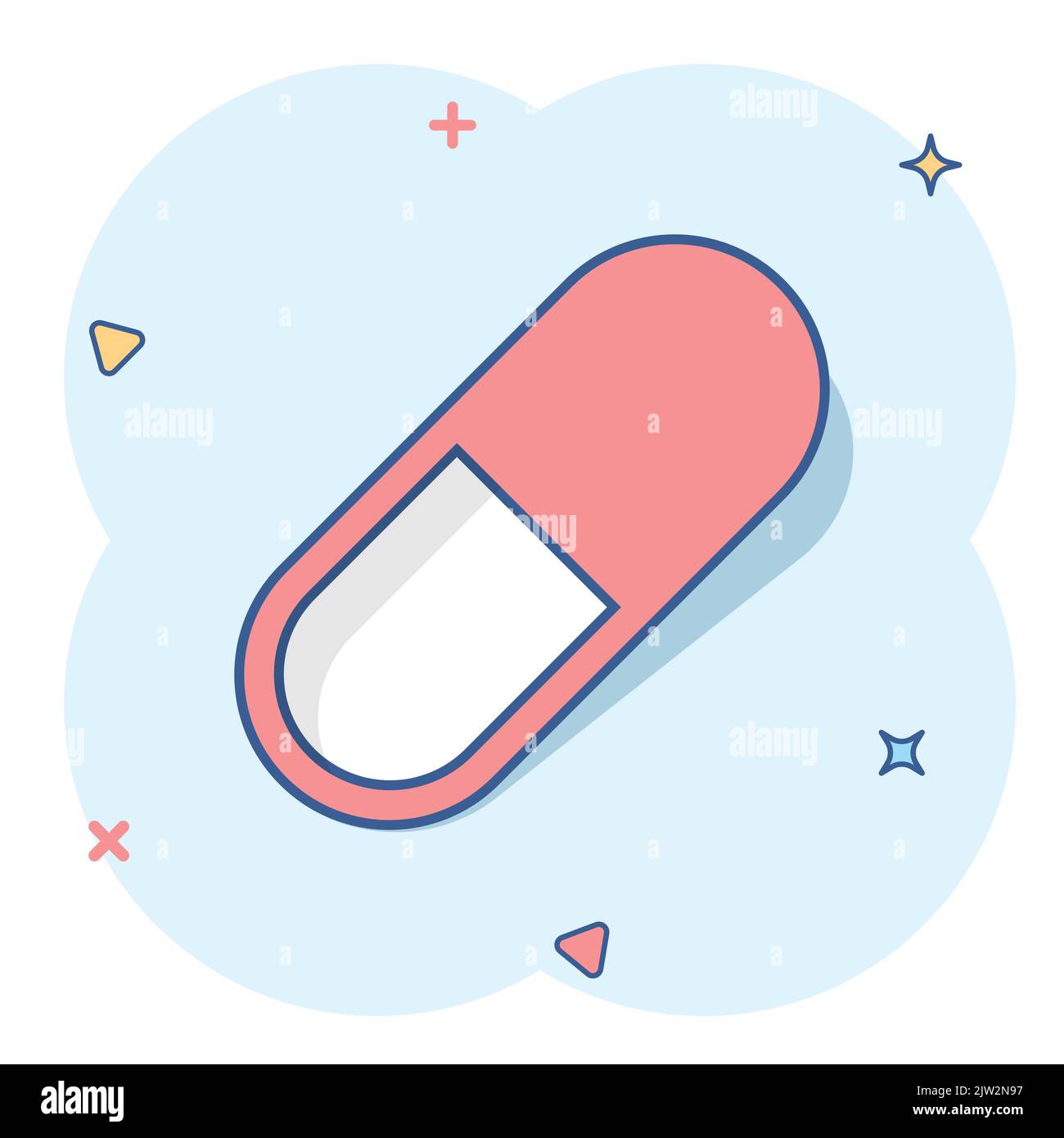 Vector cartoon pill icon in comic style. Tablet concept illustration ...