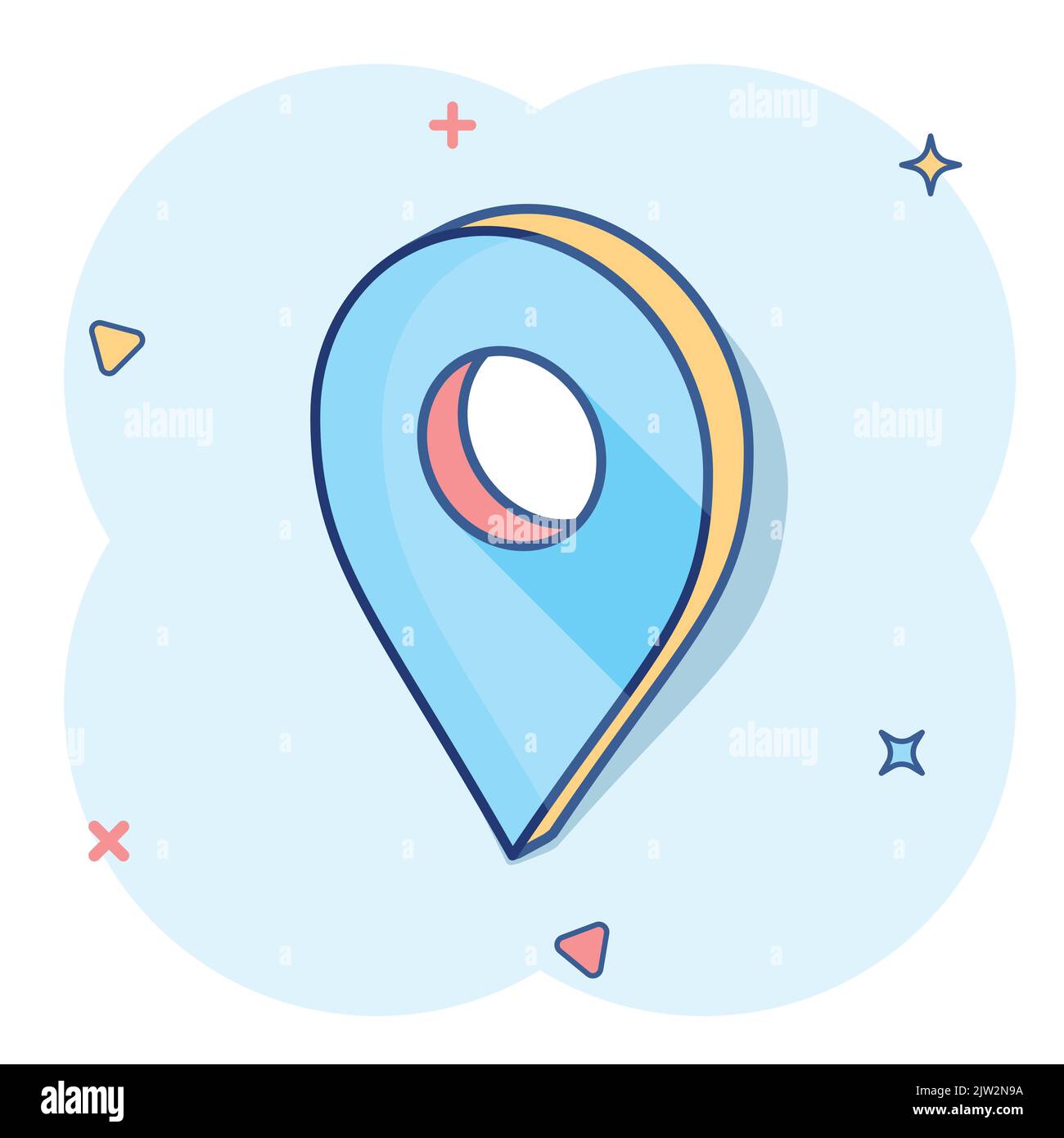 Vector cartoon map pointer icon in comic style. Gps navigation mark ...