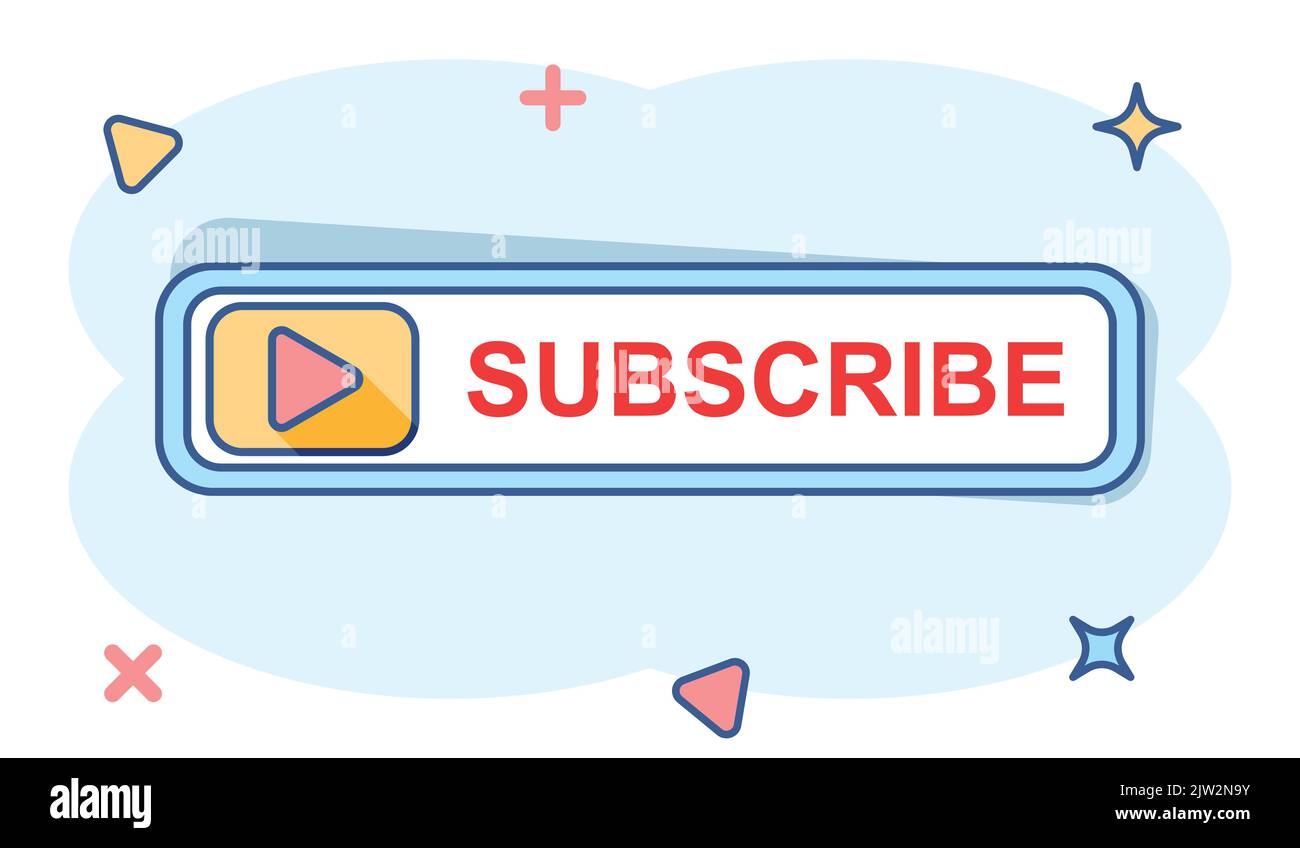 Vector cartoon subscribe button icon in comic style. Subscribe sign ...