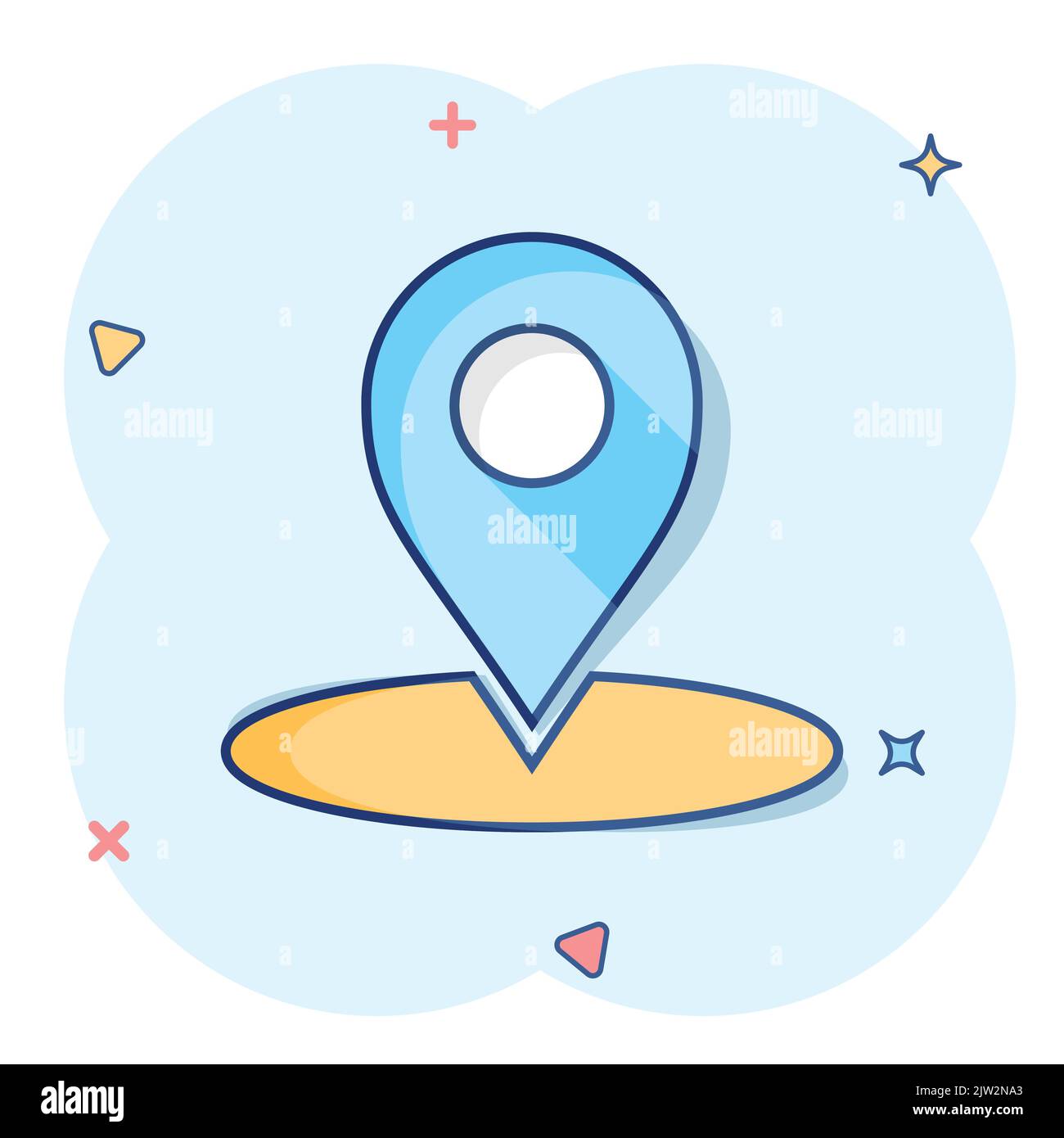 Vector cartoon map pointer icon in comic style. Gps navigation mark illustration pictogram ...