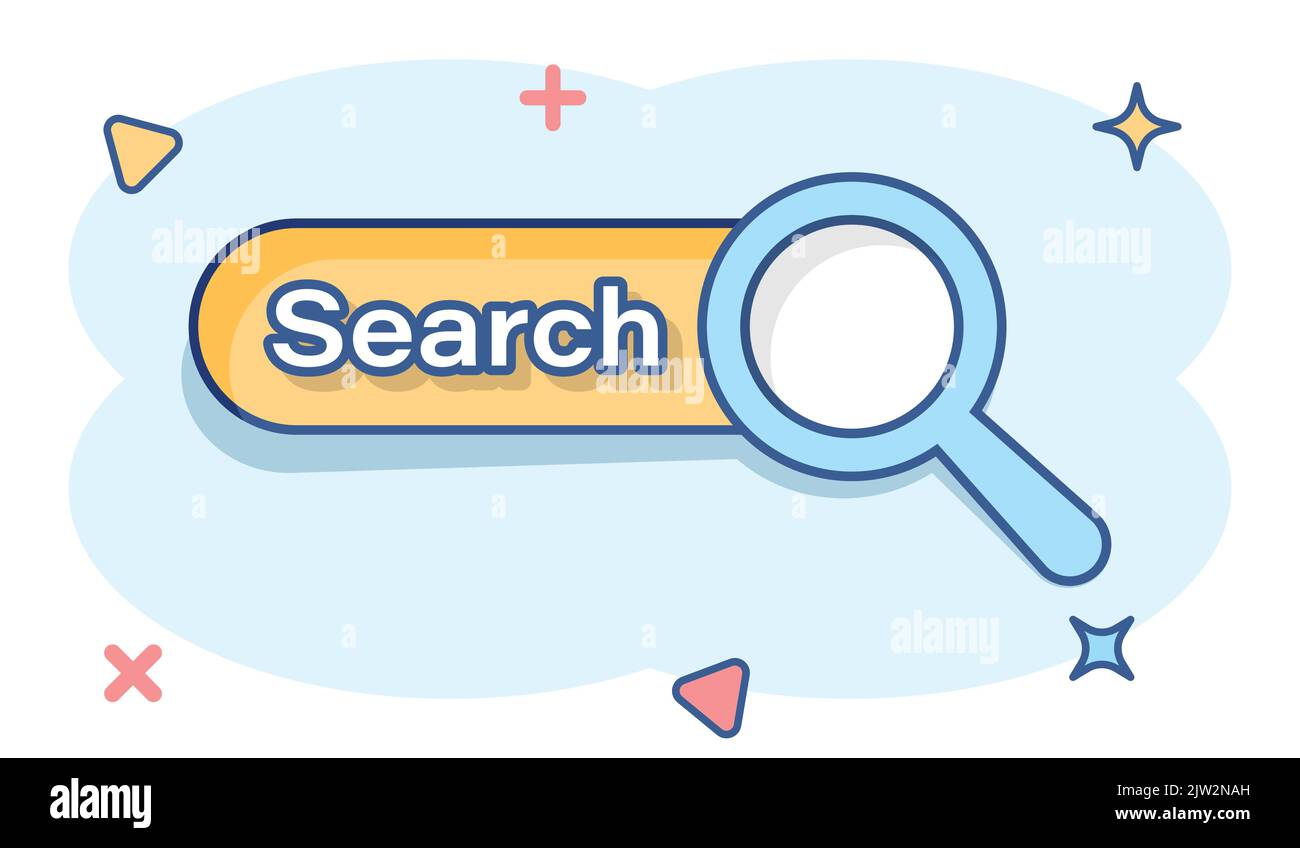 Vector cartoon search bar ui icon in comic style. Search website form ...