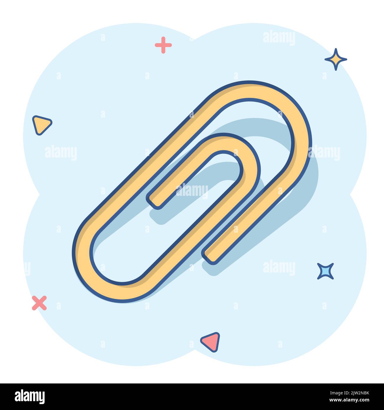 Vector cartoon paper clip attachment icon in comic style. Paperclip ...