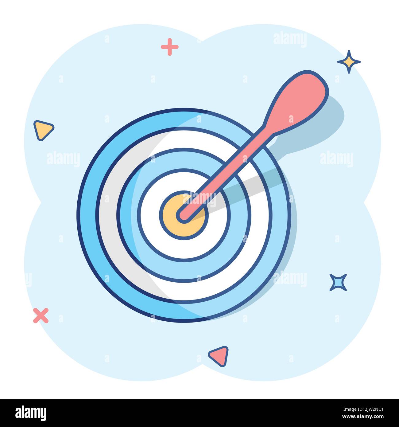 Vector cartoon target aim icon in comic style. Darts game illustration ...